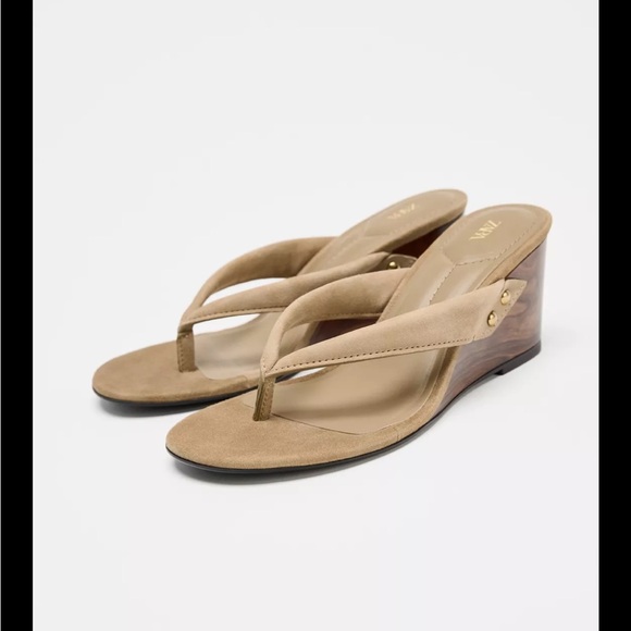Zara | Shoes | Zara Split Leather Wedge Sandals | Poshmark